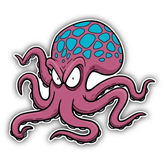 DOPASTICKER Angry Octopus Sticker Decal Phone Decal Water Bottle ...