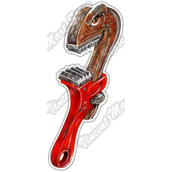 DOPASTICKER Angry Pipe Wrench Plumbing Plumber Tool Car Sticker Decal ...