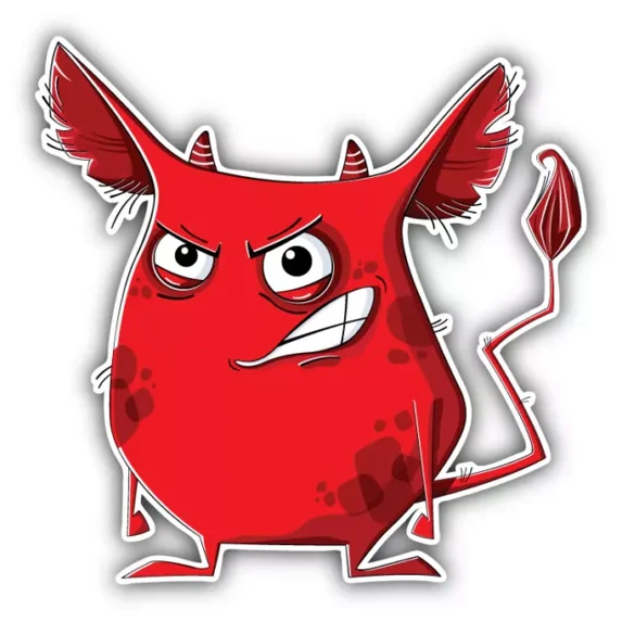DOPASTICKER Angry Red Monster Cartoon Sticker Decal Phone Decal Water ...
