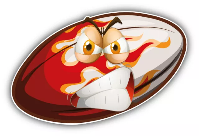 DOPASTICKER Angry Rugby Ball Face Car Sticker Phone Decal Water Bottle ...