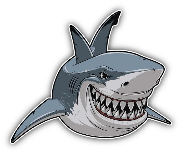 DOPASTICKER Angry Shark Sticker Decal Phone Decal Water Bottle Stickers ...