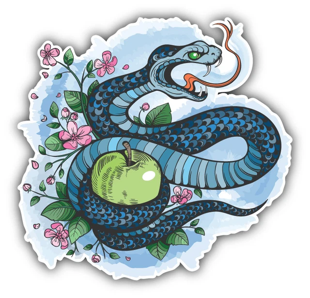 DOPASTICKER Angry Snake With Apple Animal Sticker Decal Phone Decal ...