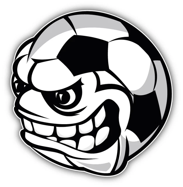 DOPASTICKER Angry Soccer Ball Face Mascot Sticker Decal Phone Decal ...