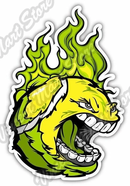 DOPASTICKER Angry Tennis Ball Flaming Racquet Court Car Sticker Decal ...