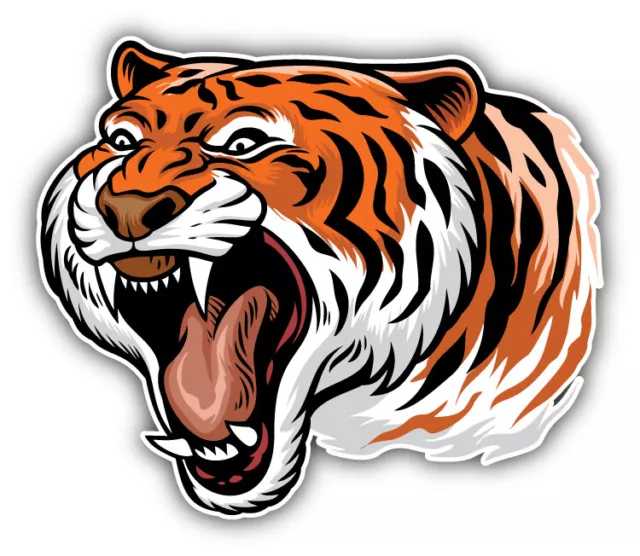 DOPASTICKER Angry Tiger Head Sticker Decal Phone Decal Water Bottle ...