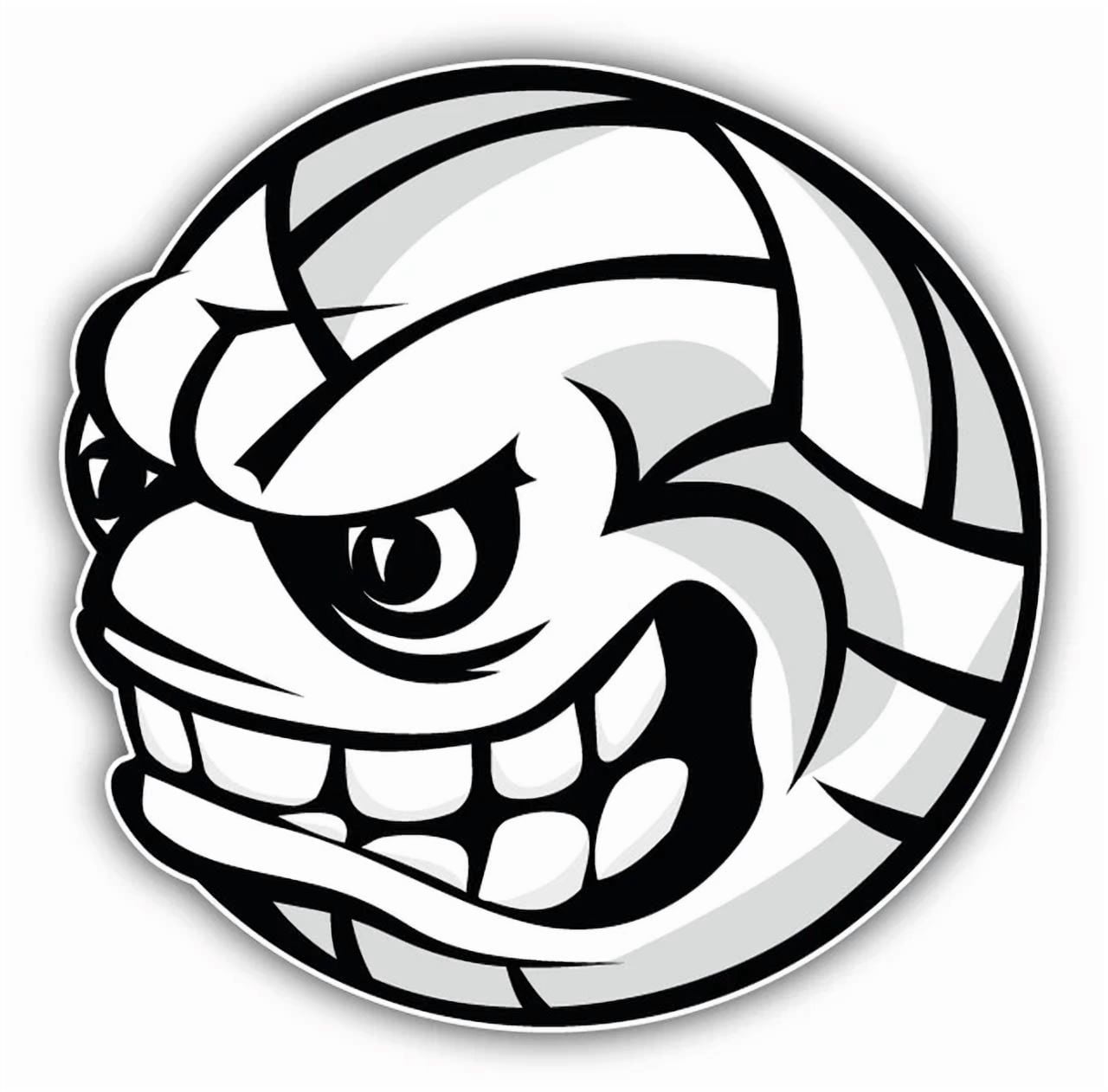 DOPASTICKER Angry Volleyball Face Mascot Sticker Decal Phone Decal ...