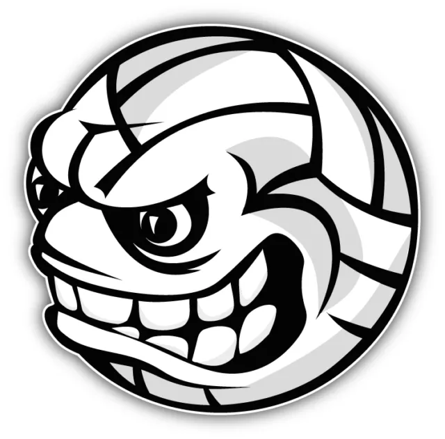 DOPASTICKER Angry Volleyball Face Mascot Sticker Decal Phone Decal ...