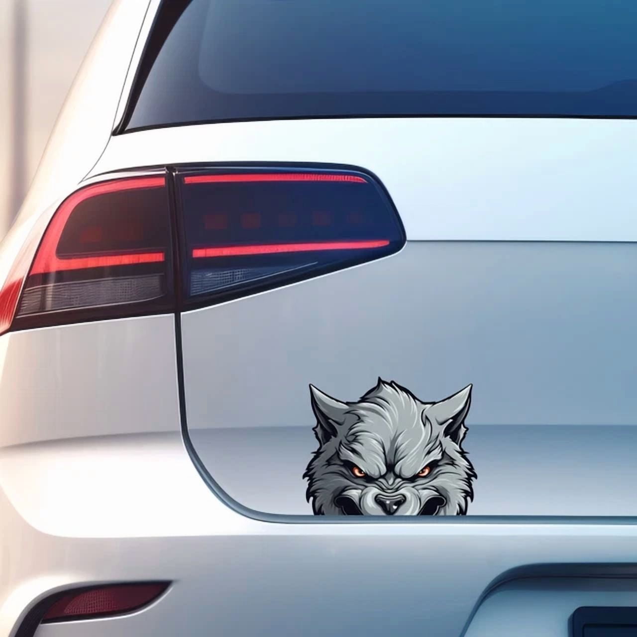 DOPASTICKER Angry Werewolf Peeking Peeping Animal Peeker Peeper Sticker ...