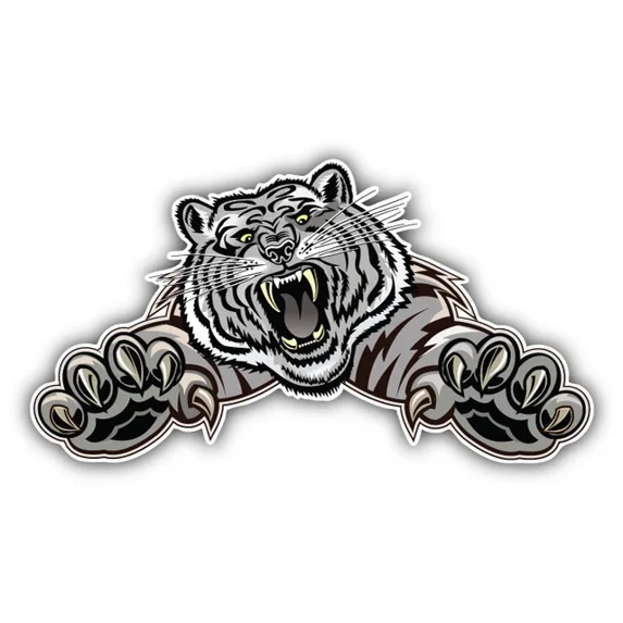 DOPASTICKER Angry White Tiger Sticker Decal Phone Decal Water Bottle ...