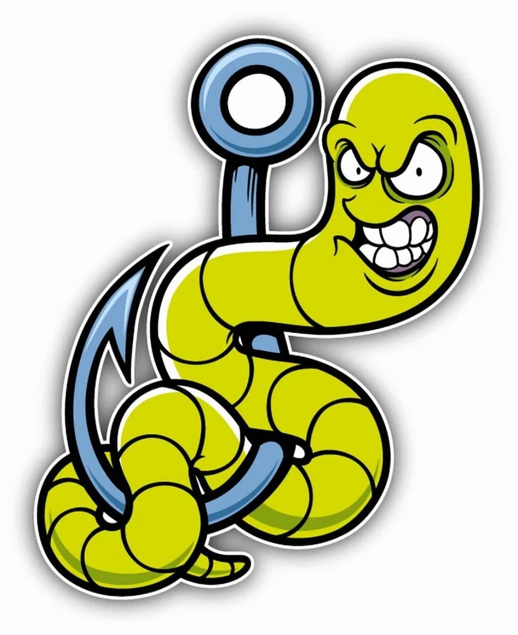 DOPASTICKER Angry Worm Cartoon Sticker Decal Phone Decal Water Bottle ...