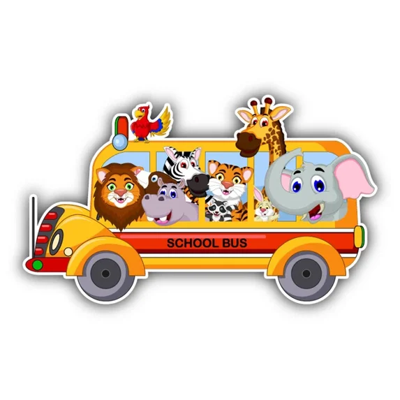 DOPASTICKER Animal Cartoon School Bus Car Sticker Phone Decal Water ...