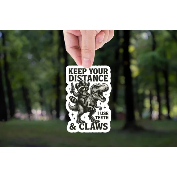 DOPASTICKER Animal Sticker, T-Rex, Cowboy Animal, Keep Your Distance ...