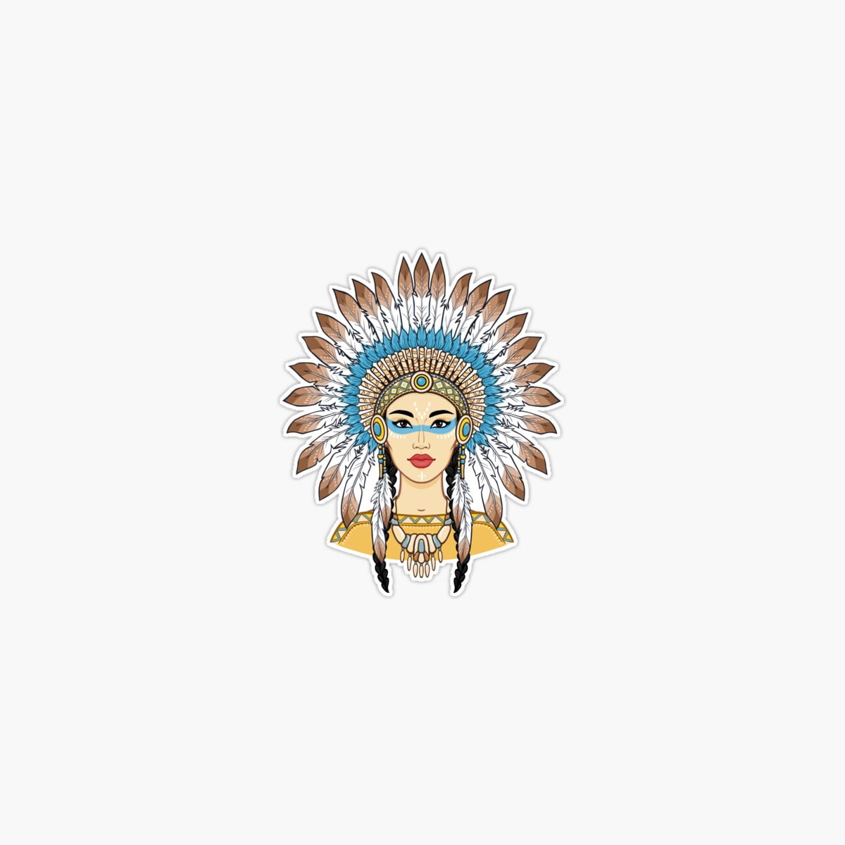 DOPASTICKER Animation Portrait Of A Beautiful American Indian Woman In ...