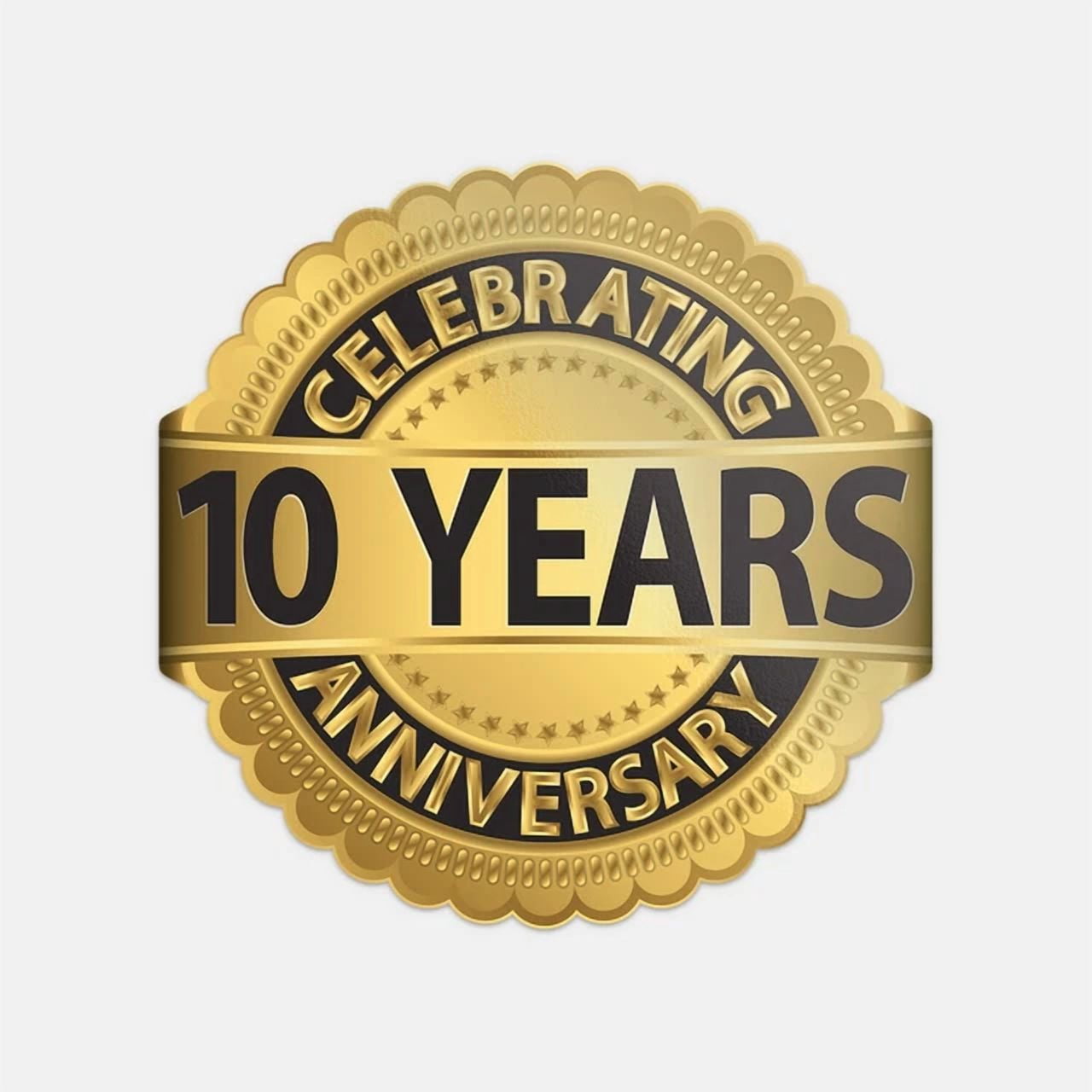 DOPASTICKER Anniversary 10 Ten Years Golden Sticker Decal Phone Decal ...