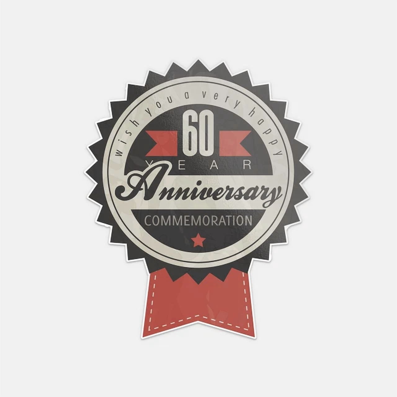 DOPASTICKER Anniversary 60 Sixty Year Commemoration Sticker Decal Phone ...