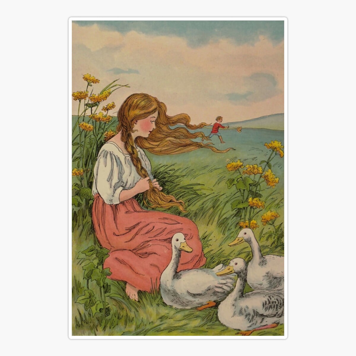 DOPASTICKER Antique Fairytales! Golden Braids, Windy Day Sticker, Phone ...