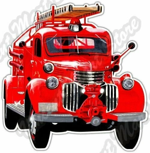 DOPASTICKER Antique Fire Truck Firefighter Retro Car Window Sticker ...
