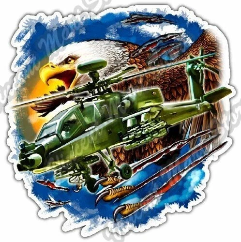 DOPASTICKER Apache Eagle Military Army Helicopter War Car Sticker Decal ...