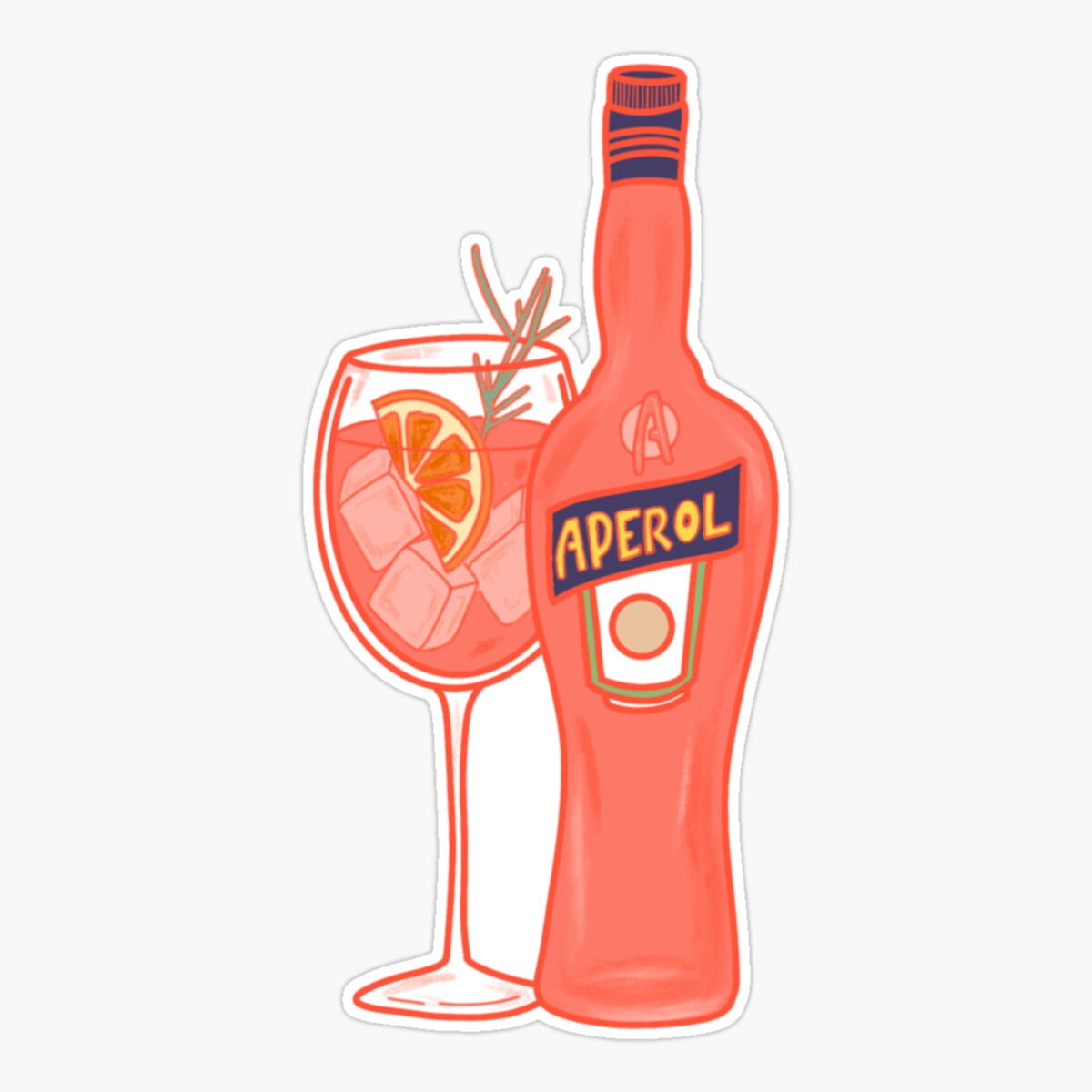 DOPASTICKER Aperol Spritz Bottle And Glass Sticker, Phone Sticker Car ...