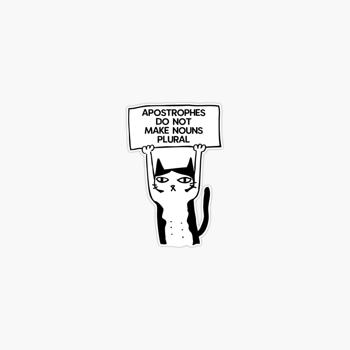 DOPASTICKER Apostrophes Do Not Make Nouns Plural Cat Red Sticker, Phone ...