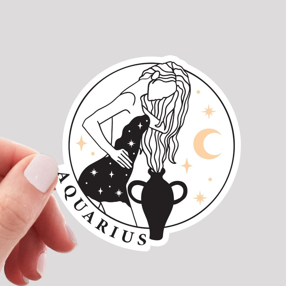 DOPASTICKER Aquarius Sticker, Aquarius Zodiac Sticker, Mystical ...