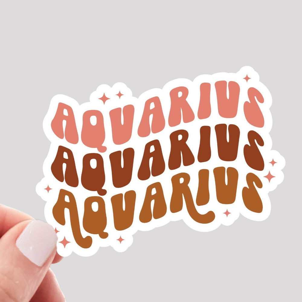DOPASTICKER Aquarius Sticker, Retro Aquarius Zodiac Sticker, Mystical ...