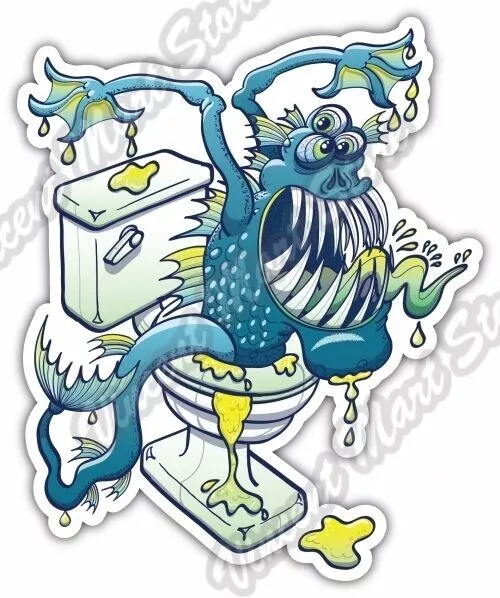 DOPASTICKER Aquatic Blue Monster Toilet Plumbing Gift Car Sticker Decal ...