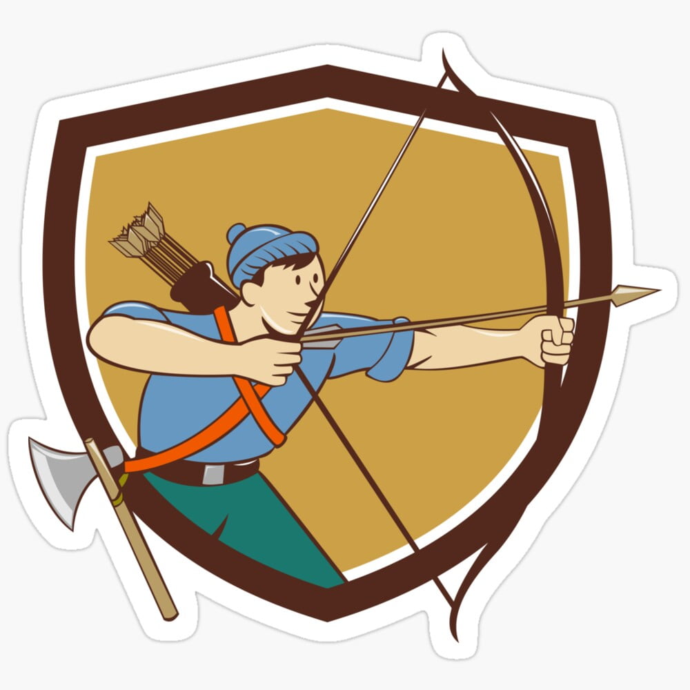 DOPASTICKER Archer Aiming Long Bow Arrow Crest Sticker Phone Decal ...