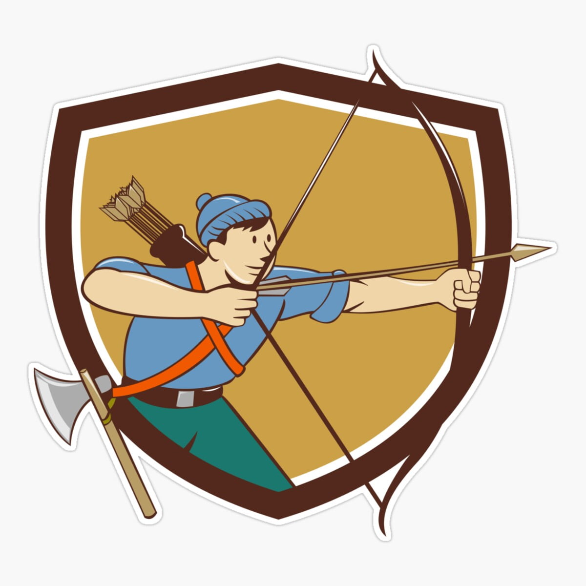DOPASTICKER Archer Aiming Long Bow Arrow Crest Sticker, Phone Sticker ...