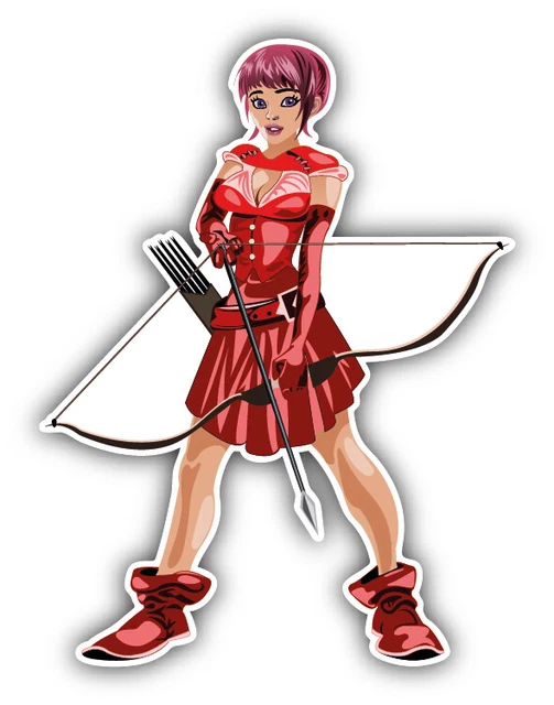 DOPASTICKER Archer Girl Cartoon Car Sticker Phone Decal Water Bottle ...