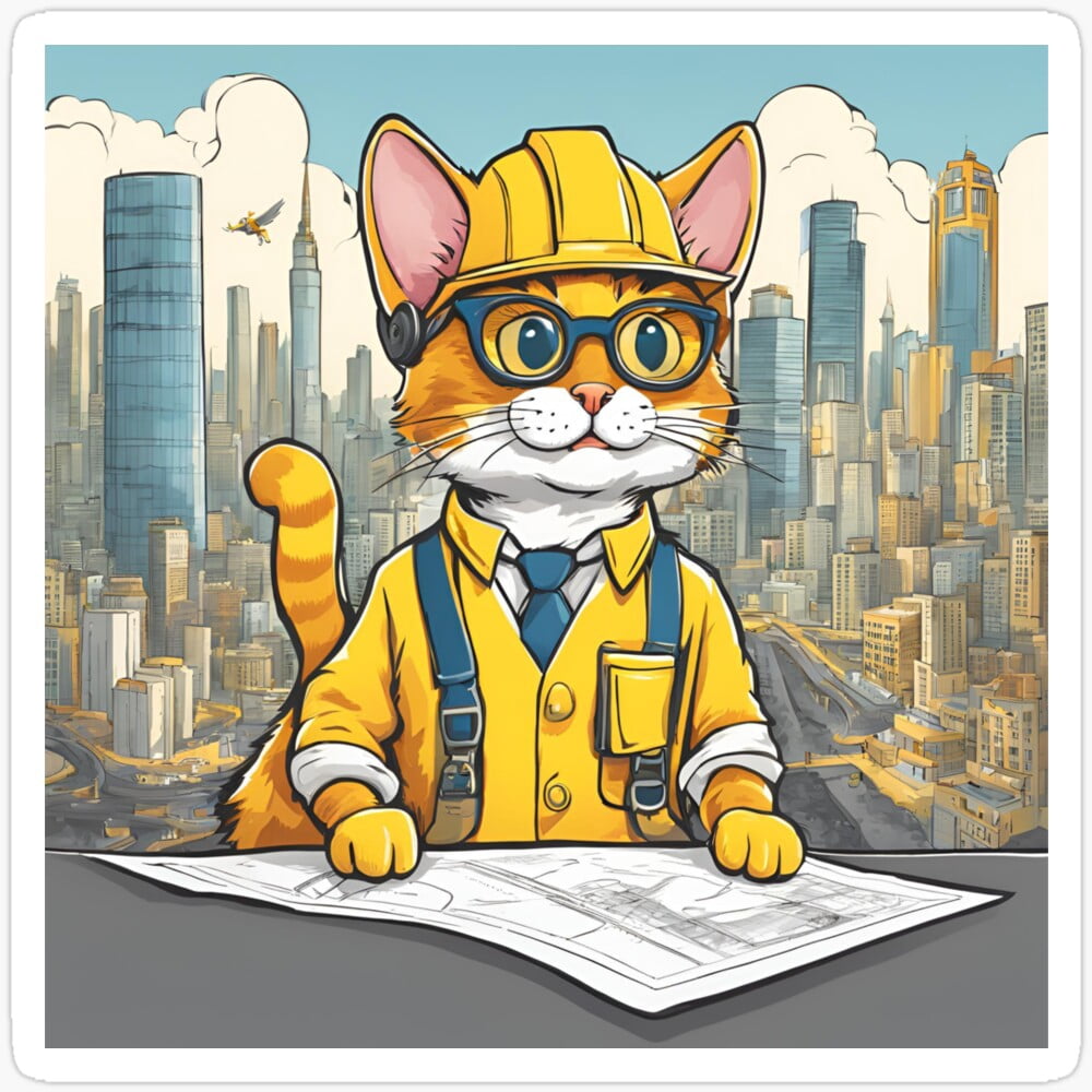 DOPASTICKER Architect Cat Gift You - Phone Stickers, Waterproof Decals ...