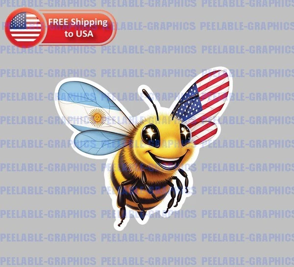 DOPASTICKER Argentina American Flag Bumble Bee Argentinian America ...