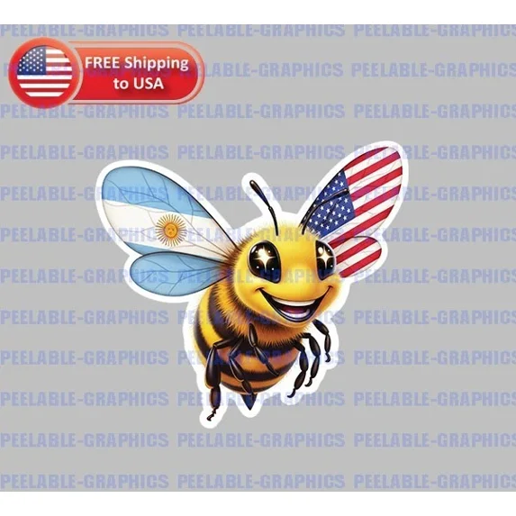 DOPASTICKER Argentina American Flag Bumble Bee Argentinian America ...