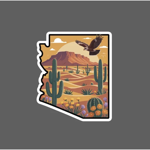 DOPASTICKER Arizona Sticker State Desert Scene Wildlife Nature Sticker ...