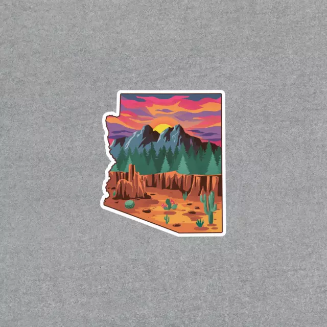 DOPASTICKER Arizona Sunset Desert Sticker - Colorful Cactus & Mountain ...