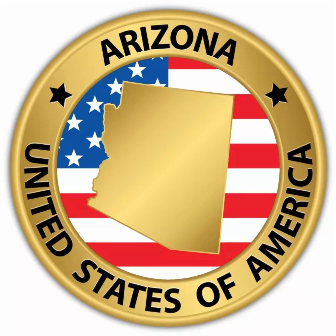DOPASTICKER Arizona Usa State Golden Badge Sticker Decal Phone Decal ...