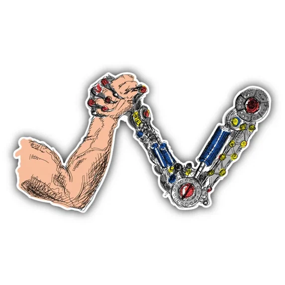 DOPASTICKER Arm Wrestling Man And Robot Car Sticker Phone Decal Water ...
