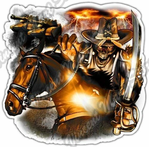 DOPASTICKER Army Military Skull Cavalry Tank Horse Sword Car Sticker ...