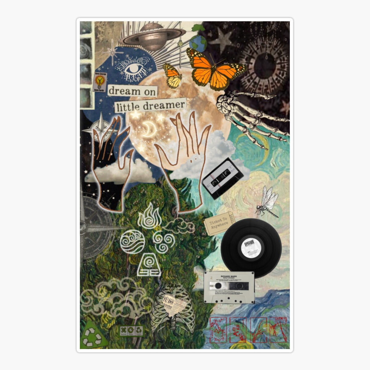 DOPASTICKER Art Collage Sticker, Phone Sticker Water Bottle Sticker Car ...