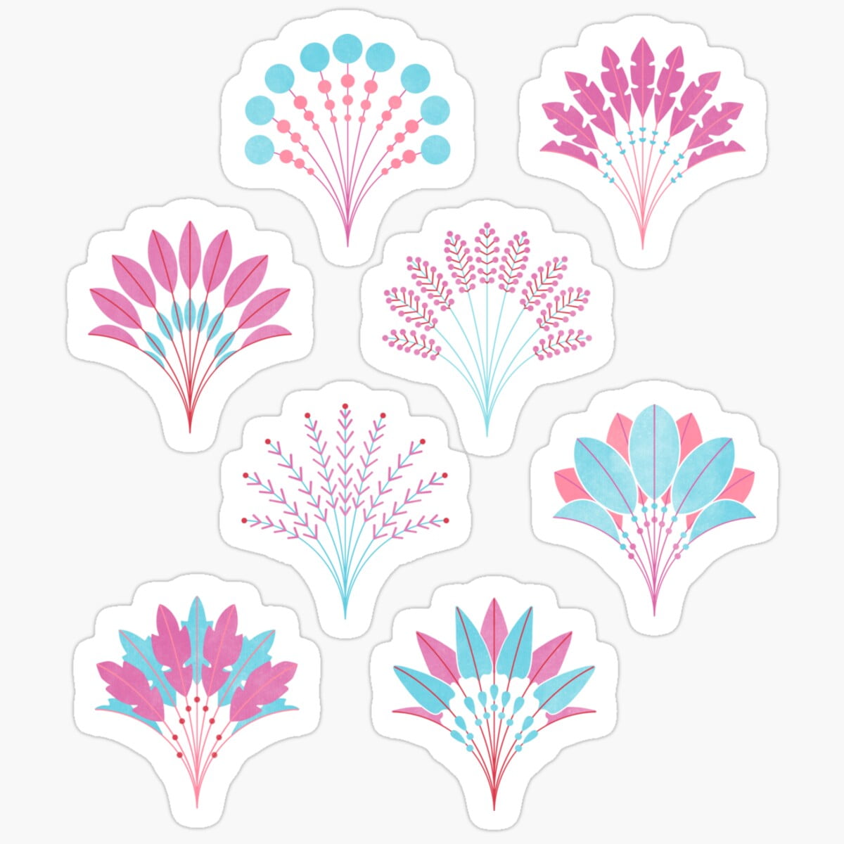 DOPASTICKER Art Deco Block Print Palmsbubblegum Pastels Sticker ...