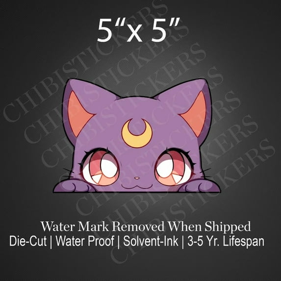 DOPASTICKER Artemis Purple Moon Cat Waterproof Kawaii Sticker Car ...