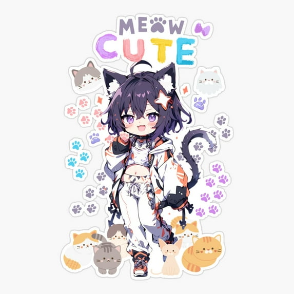 DOPASTICKER Arth - Chibi - Kawai - Cute - Cat Sticker, Phone Sticker ...
