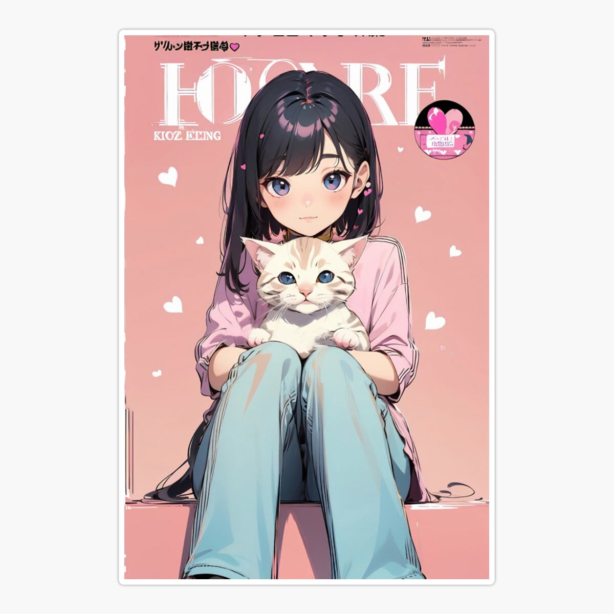 DOPASTICKER Arth, Magazine Cover, Model Girl, Cat Miaw Sticker, Phone ...