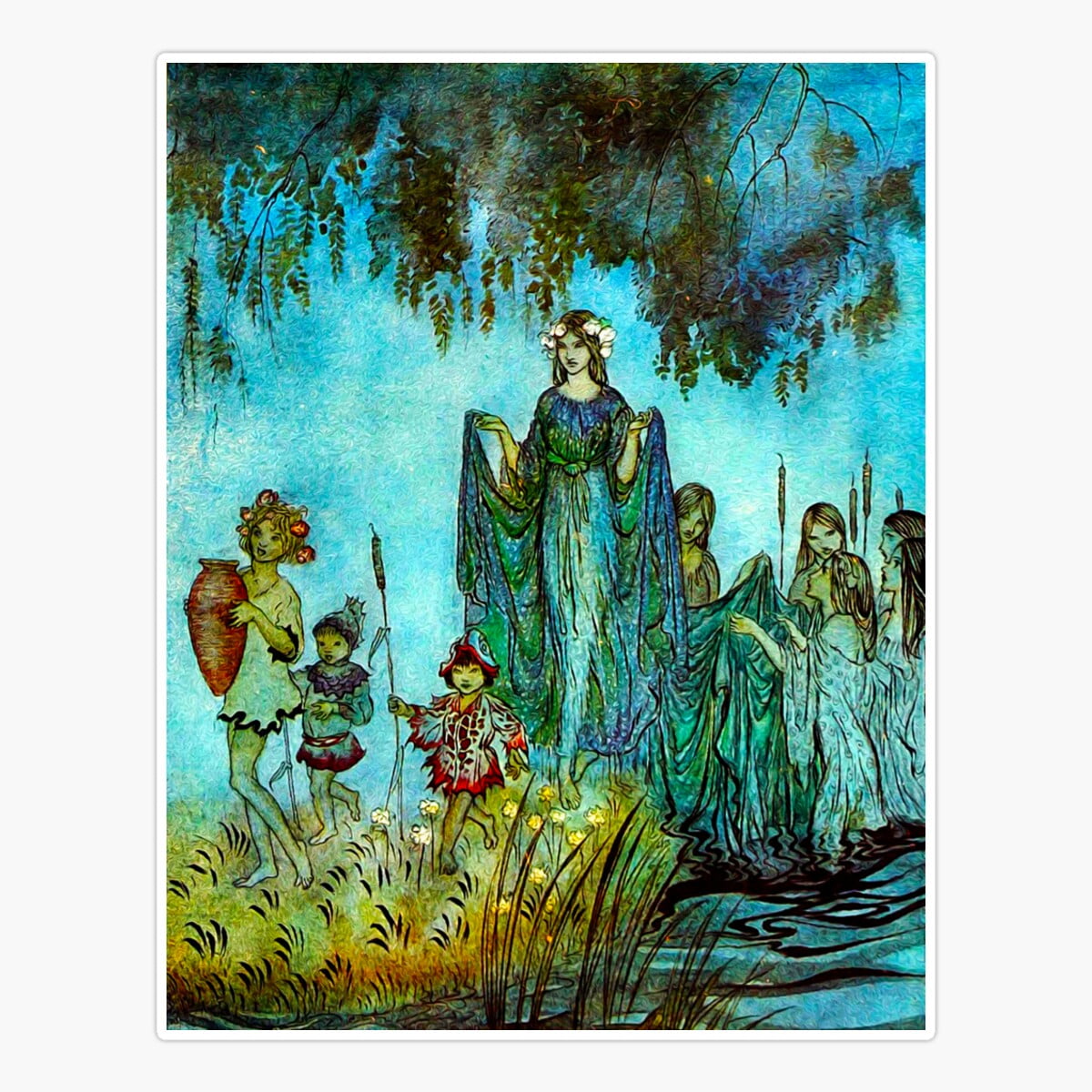 DOPASTICKER Arthur Rackham- Fairy Procession Sticker, Phone Sticker Car ...