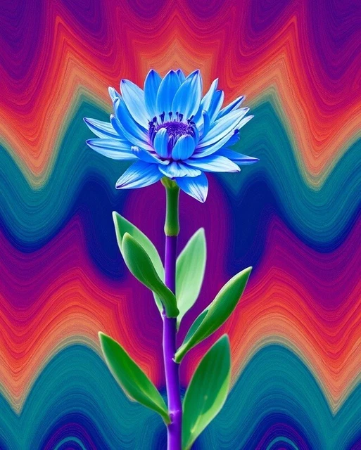 DOPASTICKER Artistic Sticker Blue Flower On Vibrant Abstract Background ...