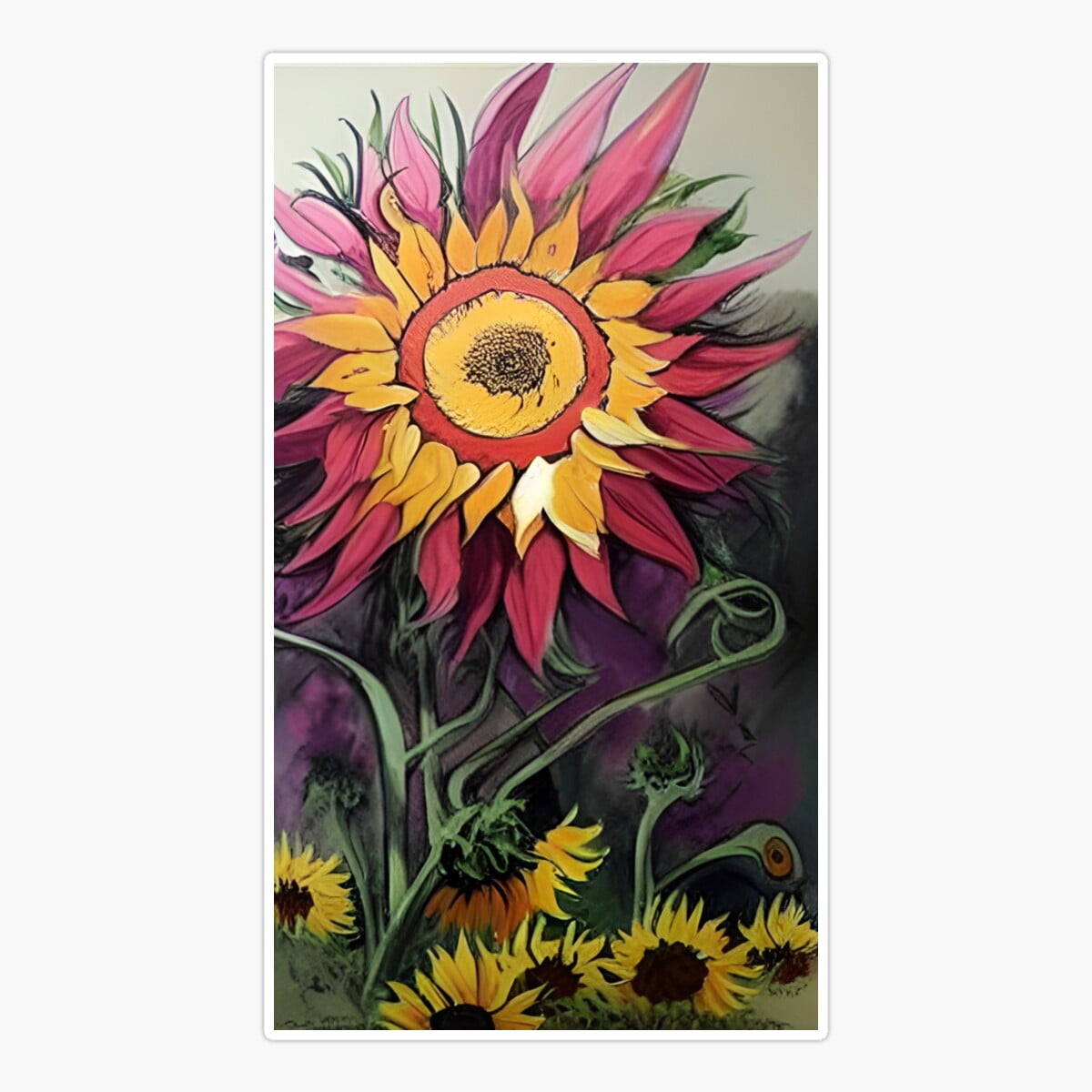DOPASTICKER Artistic Sunflowers 3 Sticker, Phone Sticker Car Stickers ...