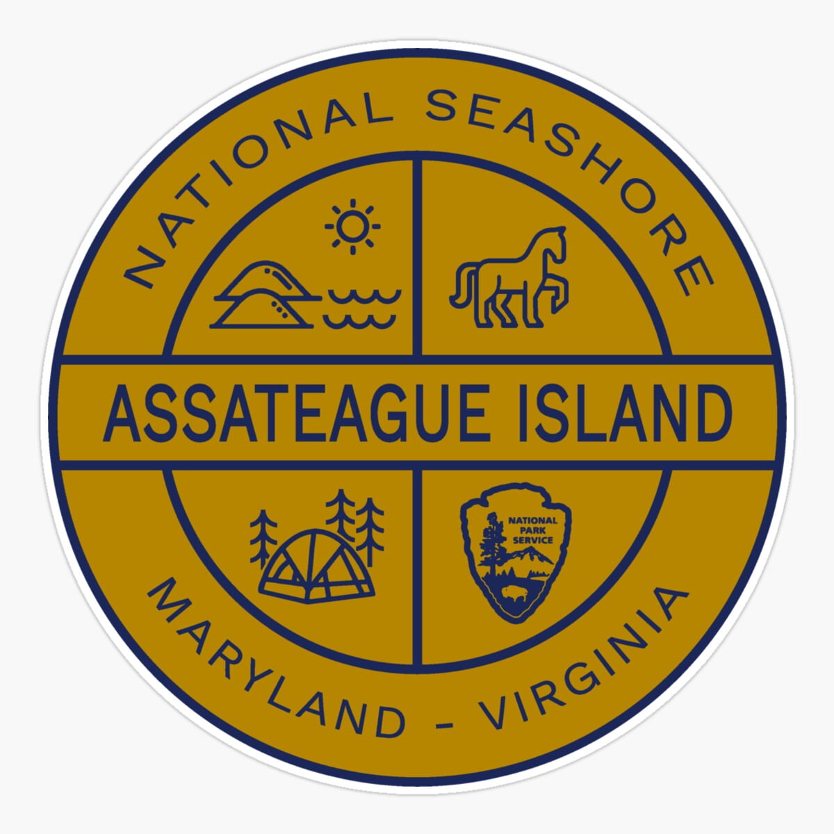 DOPASTICKER Assateague Island National Seashore Heraldic Logo Sticker ...