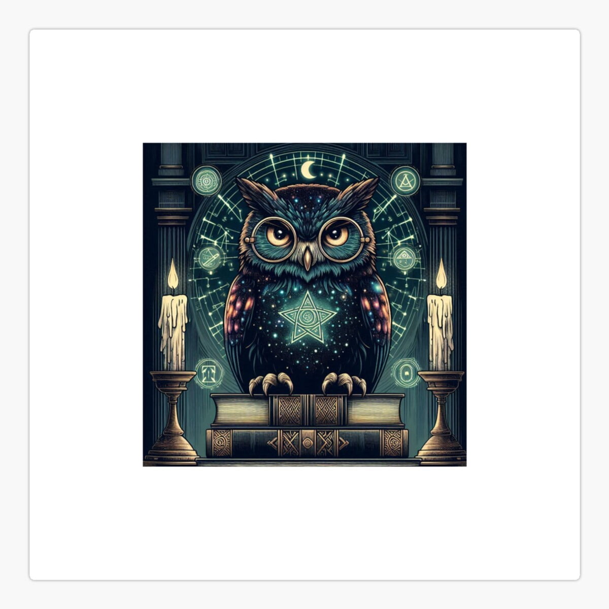 DOPASTICKER Astral Librarian Owl Sticker, Dark Academia Cosmic Art For ...