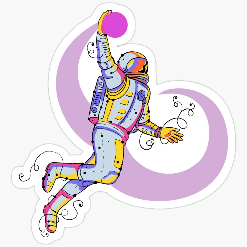 DOPASTICKER Astronaut Dunking Ball Doodle Sticker Phone Decal Water ...