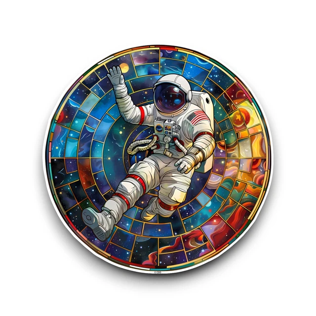 DOPASTICKER Astronaut Spaceman Stained Glass Style Window Design Opaque ...